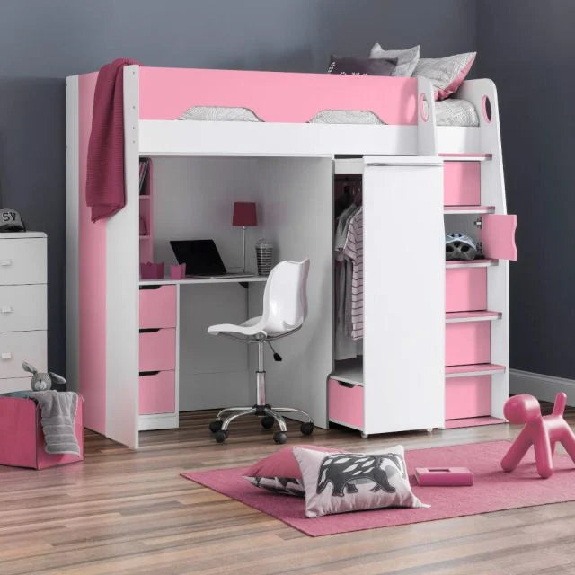 Pegasus High Sleeper (Pink) Wooden Bunk – Mattresses4You